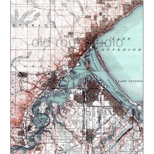 Hand Painted Map of Lake Superior 1885 / Vintage Superior / - Etsy