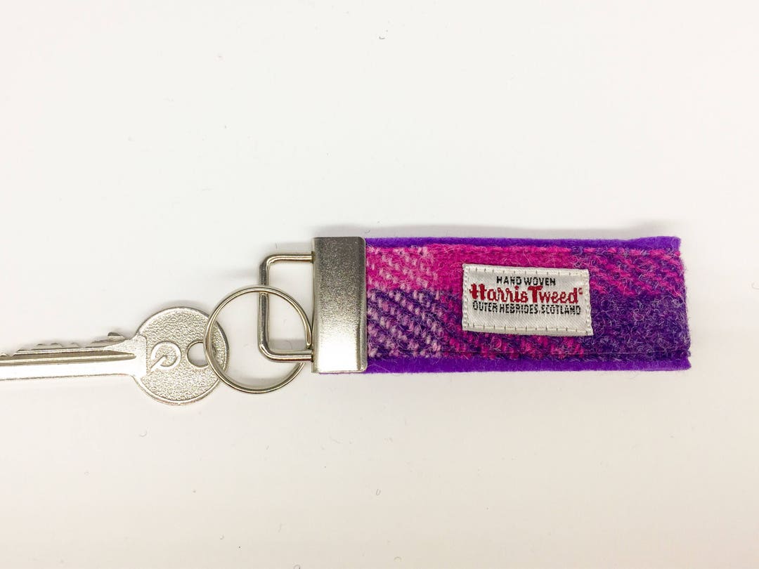 Harris Tweed® Key Fob: Pink & Purple Check Wool Keychain - Etsy