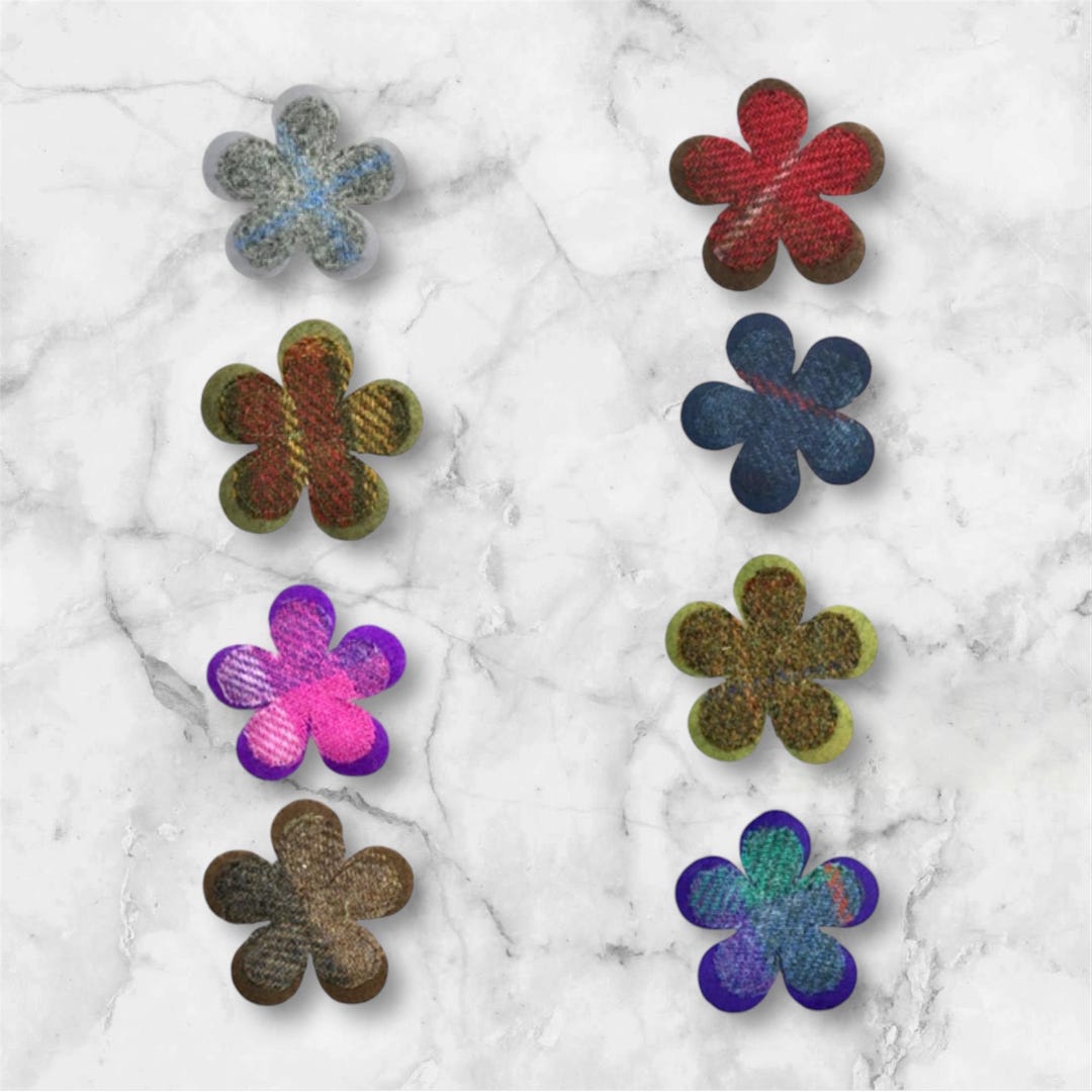 Harris Tweed® Flower Brooch: Scottish Plaid Pin - Etsy UK