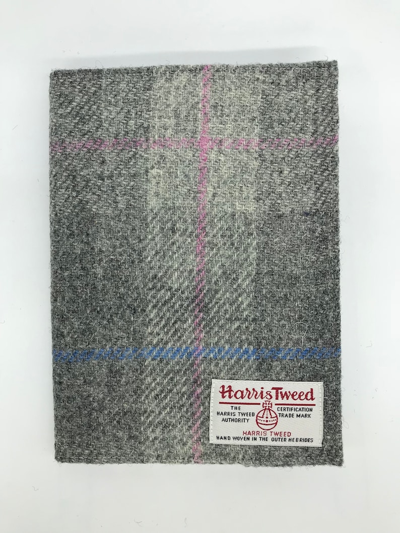 Harris Tweed® A5 Book Cover: Grey Check Plaid, Tartan Notebook Sleeve ...