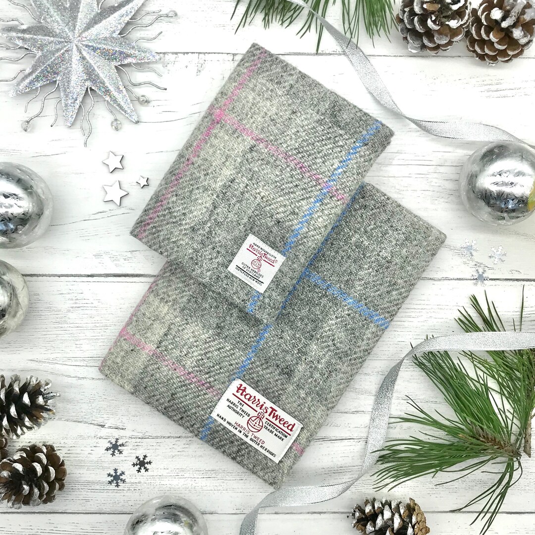 Harris Tweed® A6 Book Cover: Gray Plaid Tartan Notebook Sleeve - Etsy