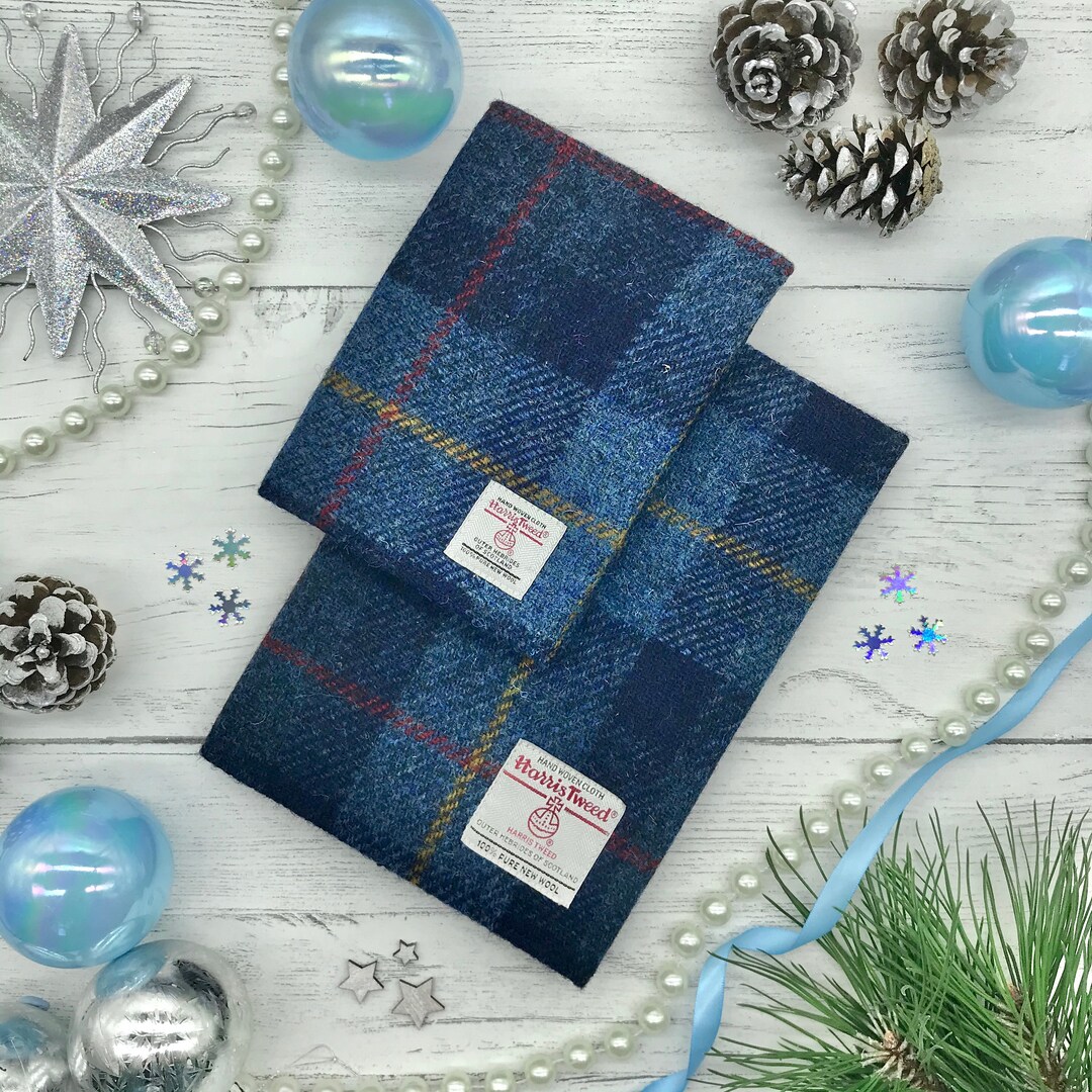 Harris Tweed® A6 Book Cover: Navy Blue Plaid Tartan - Etsy