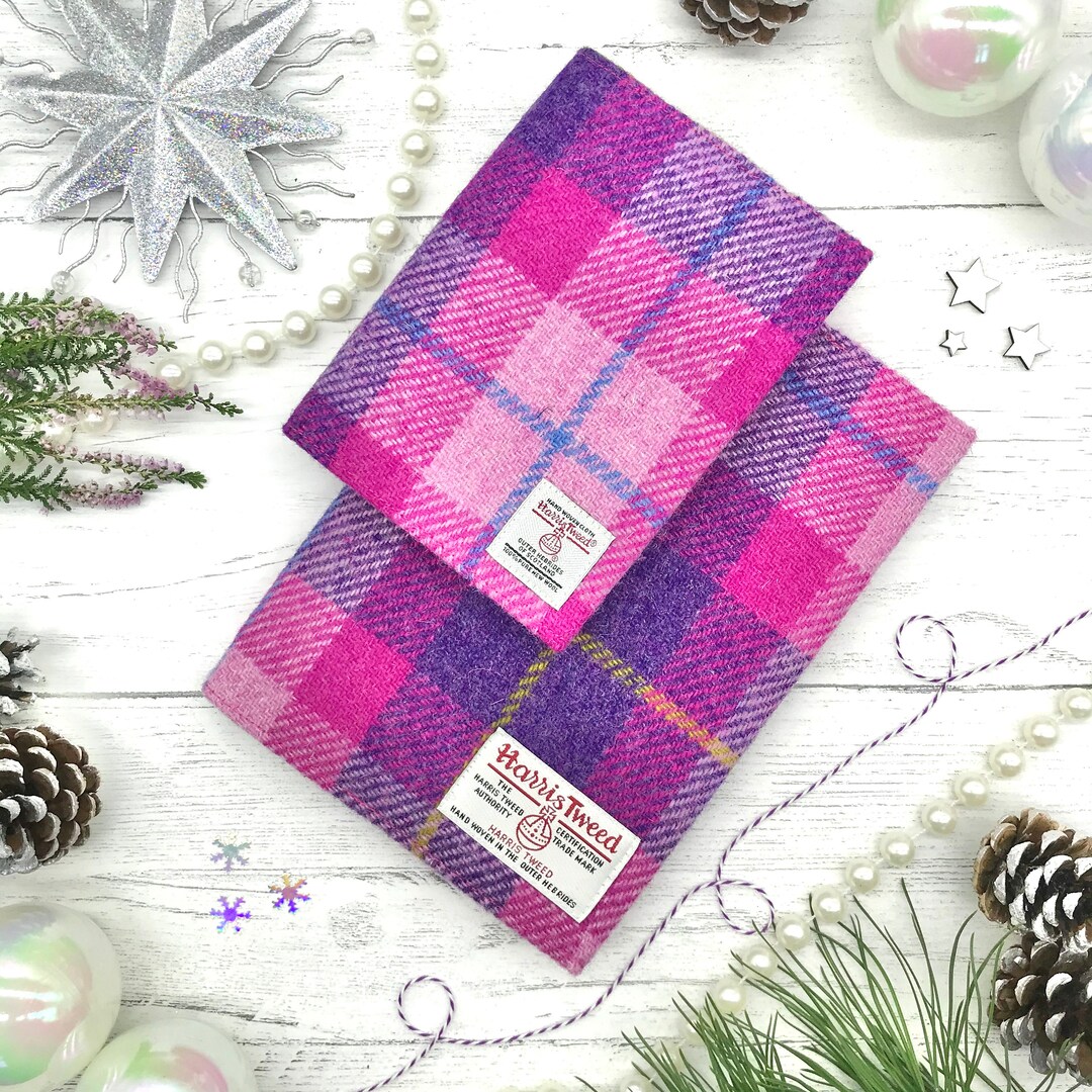 Harris Tweed® A6 Book Cover: Pink Purple Plaid Tartan - Etsy