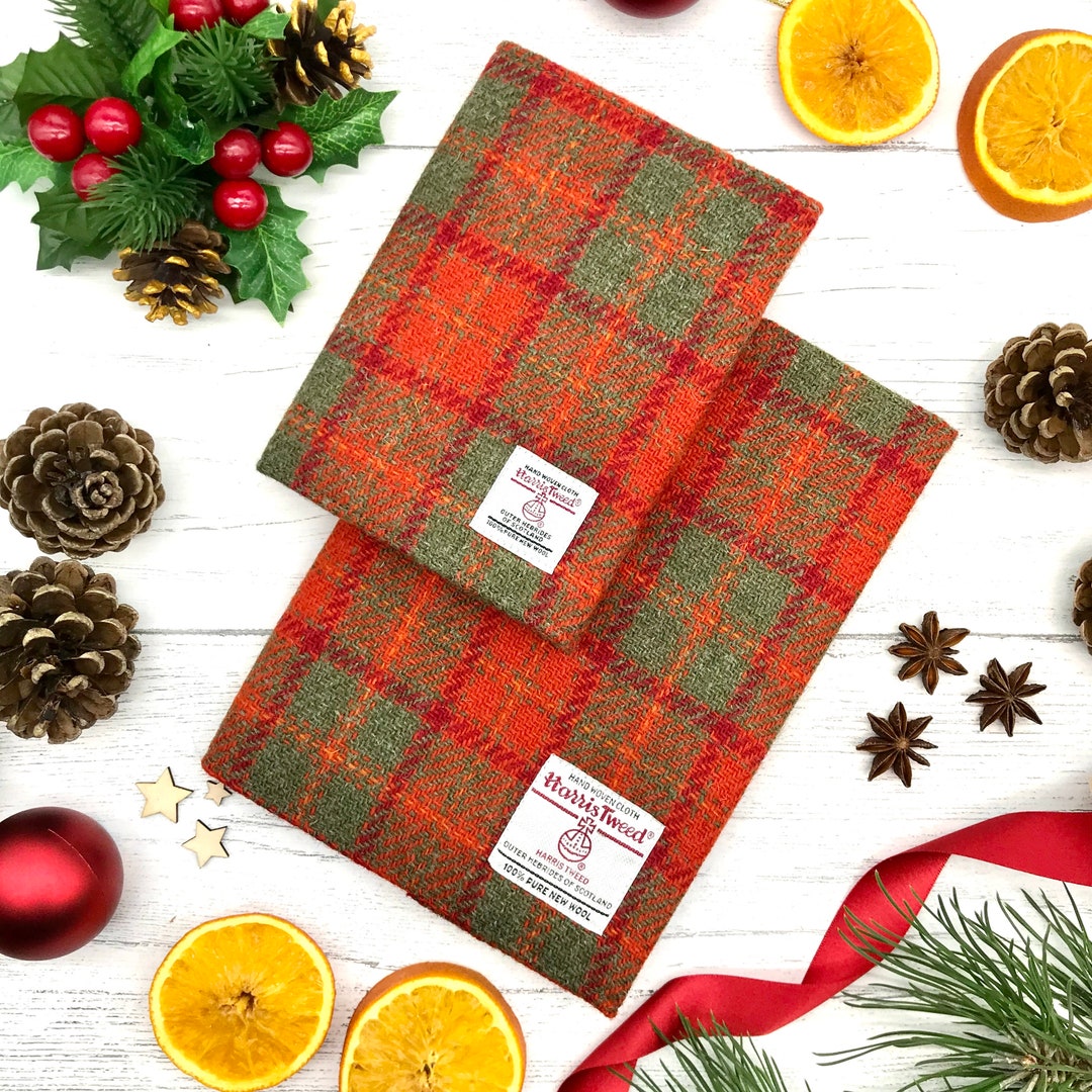 Harris Tweed® A6 Book Cover: Orange Olive Red Plaid - Etsy