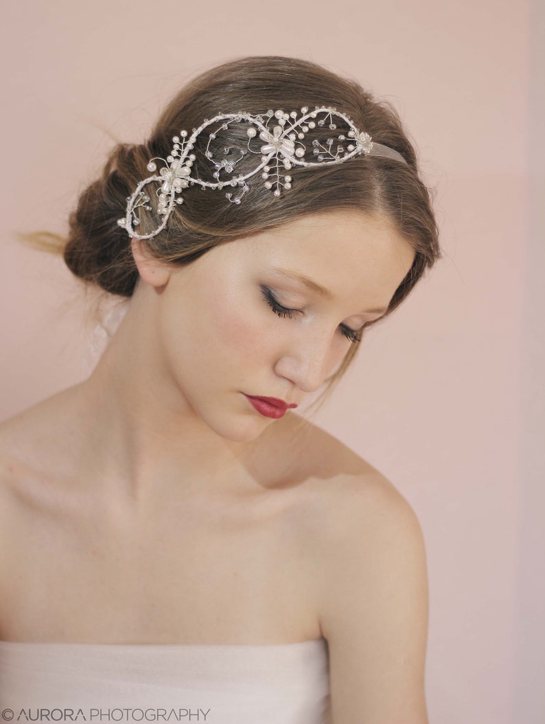 Beaded Wedding Headpiecebeaded Wedding Headbandpearls and | Etsy