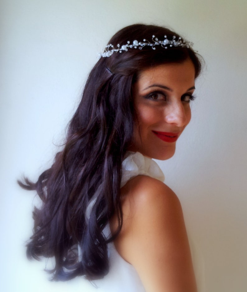 Wedding Pearl CrownWedding Head PieceBridal Pearl | Etsy