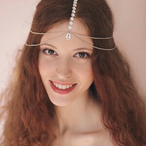 Silver Head Chain, Wedding Head Chain, Rhinestone Headpiece, Head ...