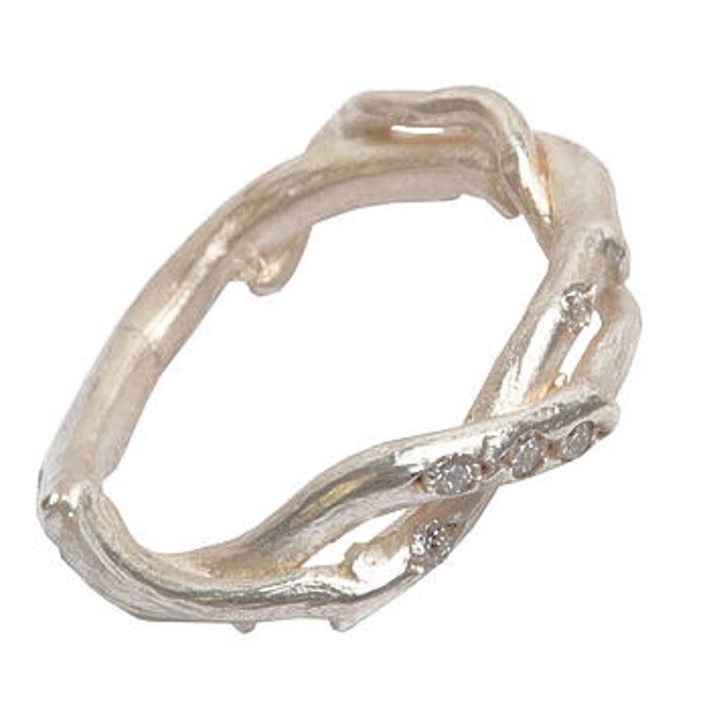 Silver Double Strand Diamond Ring | Etsy