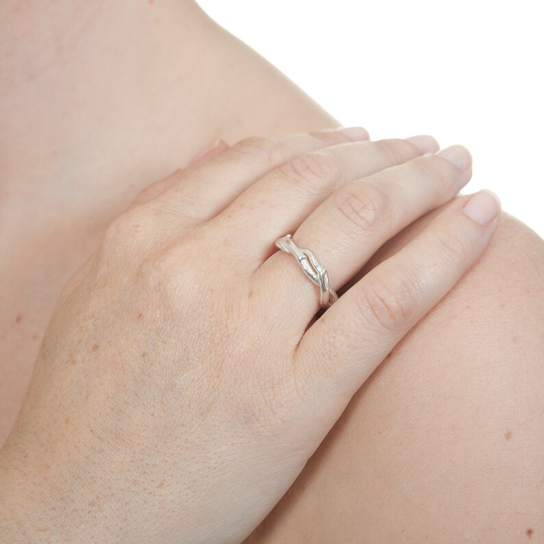 Silver Double Strand Diamond Ring | Etsy