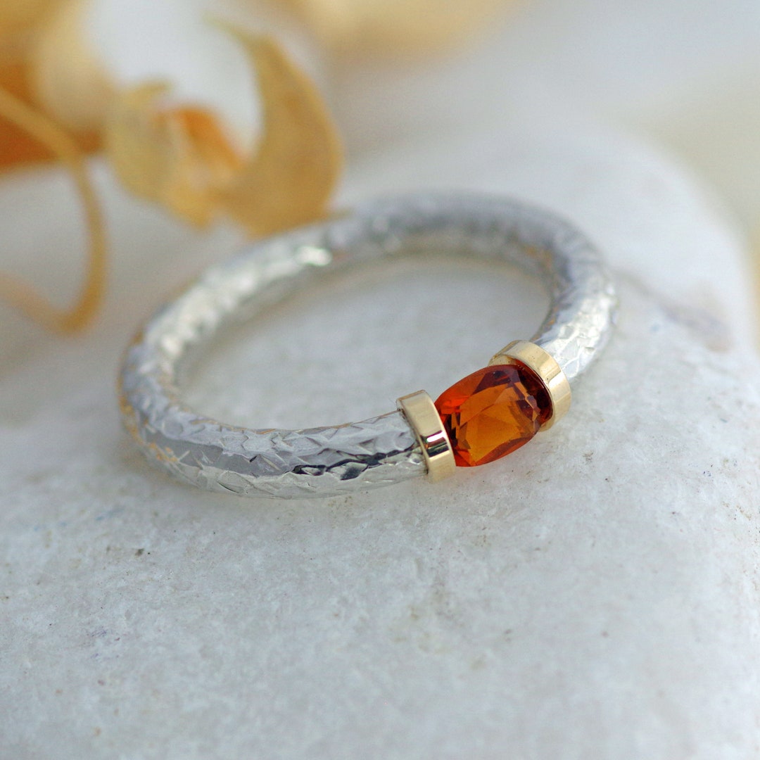 Madeira Citrine Tension Ring in Silver and Gold - Etsy