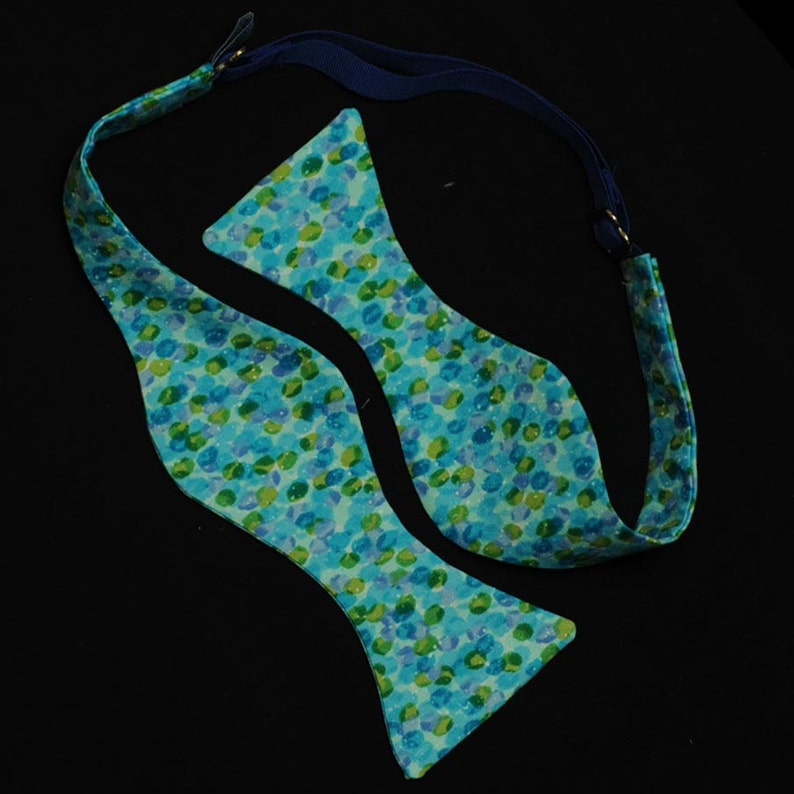 Blue and Green Rain Motif English-style Bow Ties self-tie or - Etsy