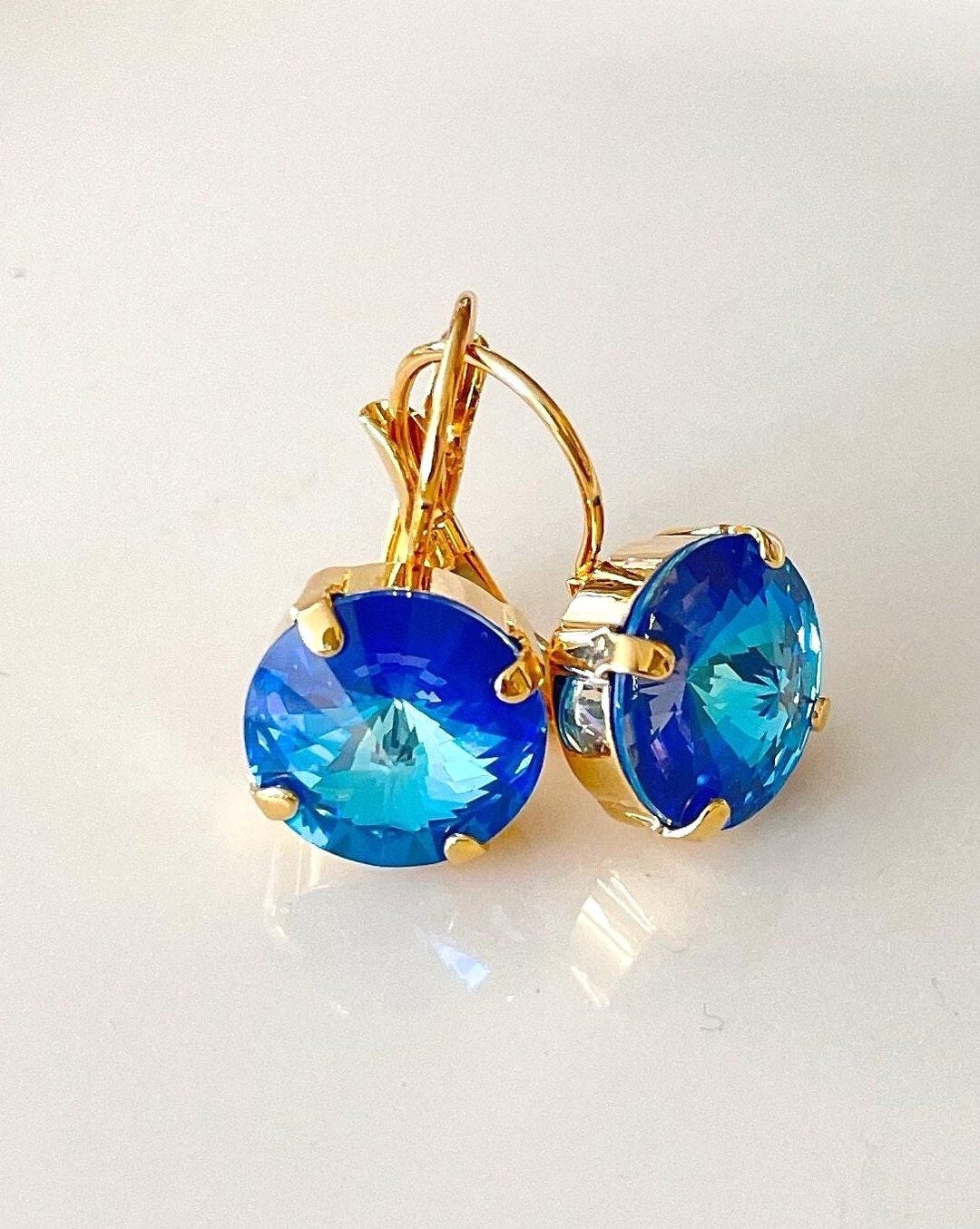 Swarovski Royal Blue Delite Crystal Drop Earrings, Blue Swarovski ...
