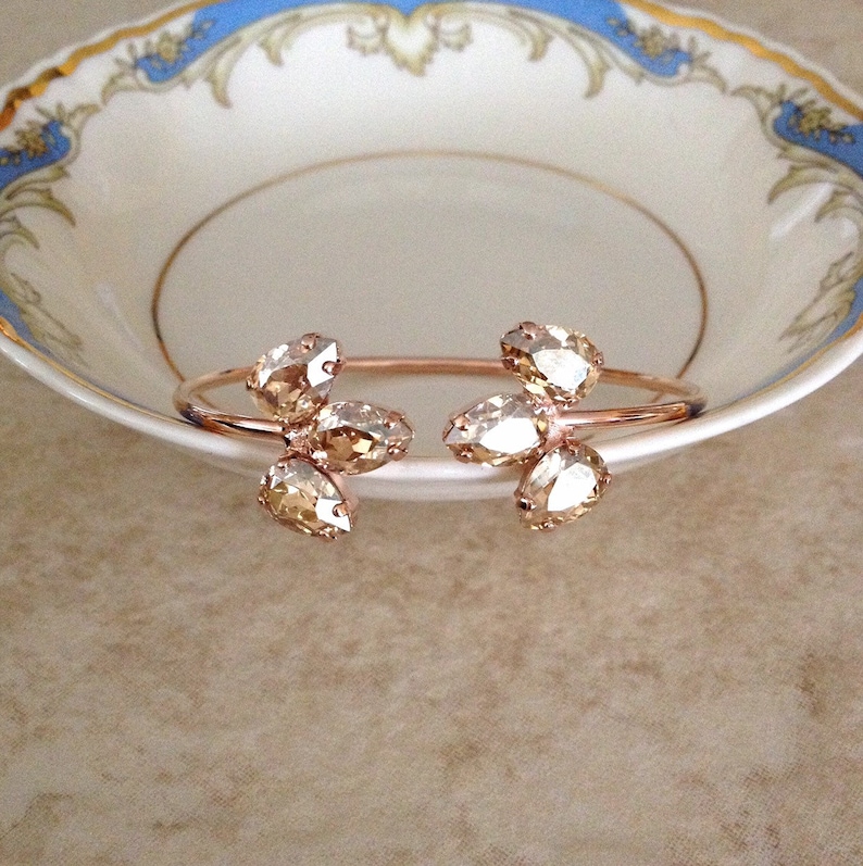 Champagne Crystal Open Bangle Bracelet Open Bangle | Etsy