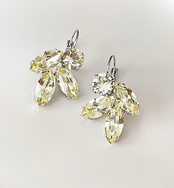 Crystal leaf earrings store