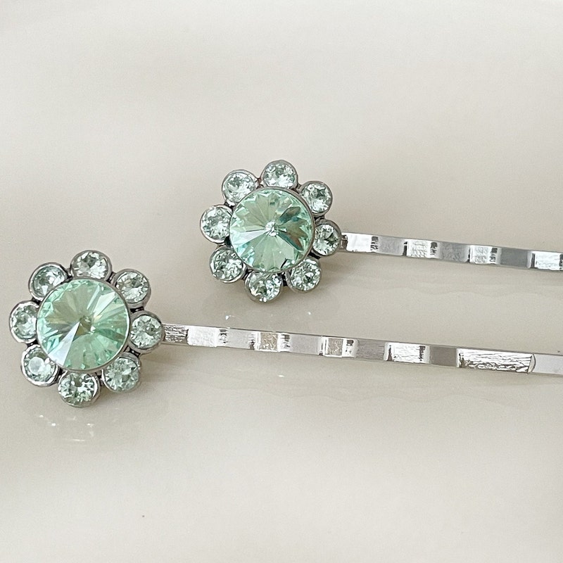 Green Rhinestone Pin - Etsy