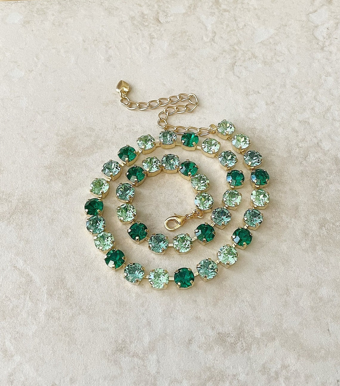 Emerald Light Emerald Peridot Ombré Necklace Swarovski - Etsy