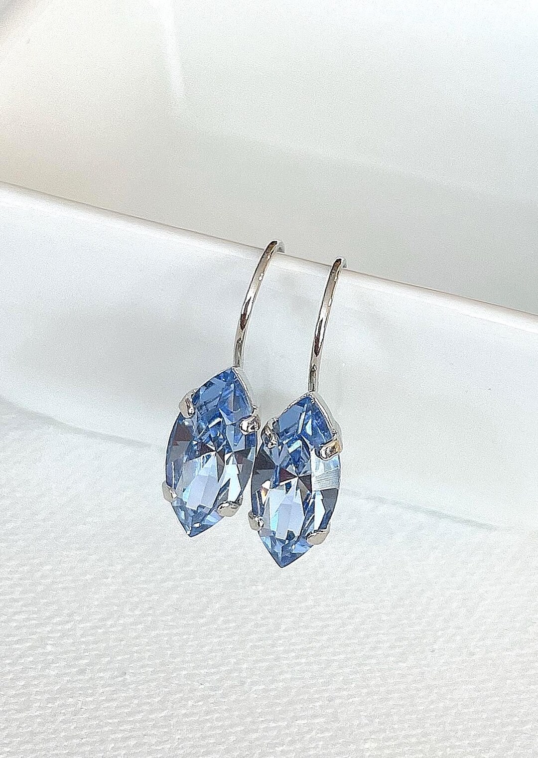 Swarovski Light Sapphire Blue Crystal Marquise Drop Earrings ...