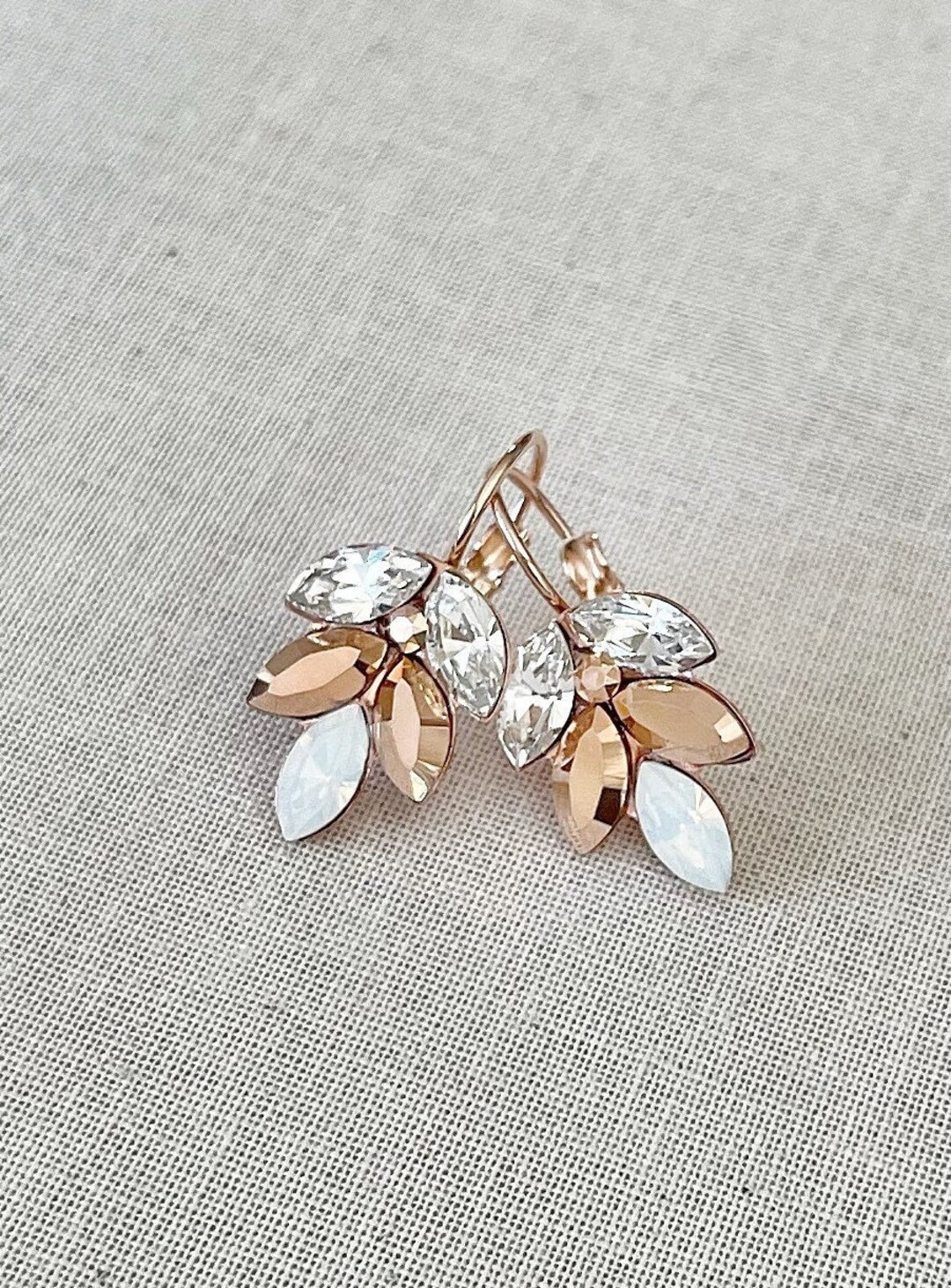 Sparkling Crystal Leaf Drop Earrings, Swarovski, Crystal Leaf Earrings ...