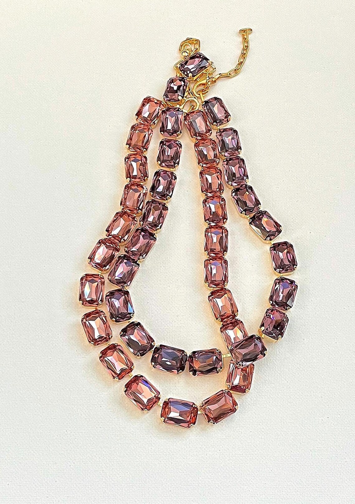 Large Mauve Crystal Statement Necklaces, Emerald Cut, Octagon ...