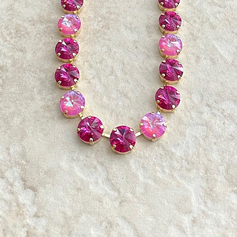 Large Pink Jewel Pendant - Etsy