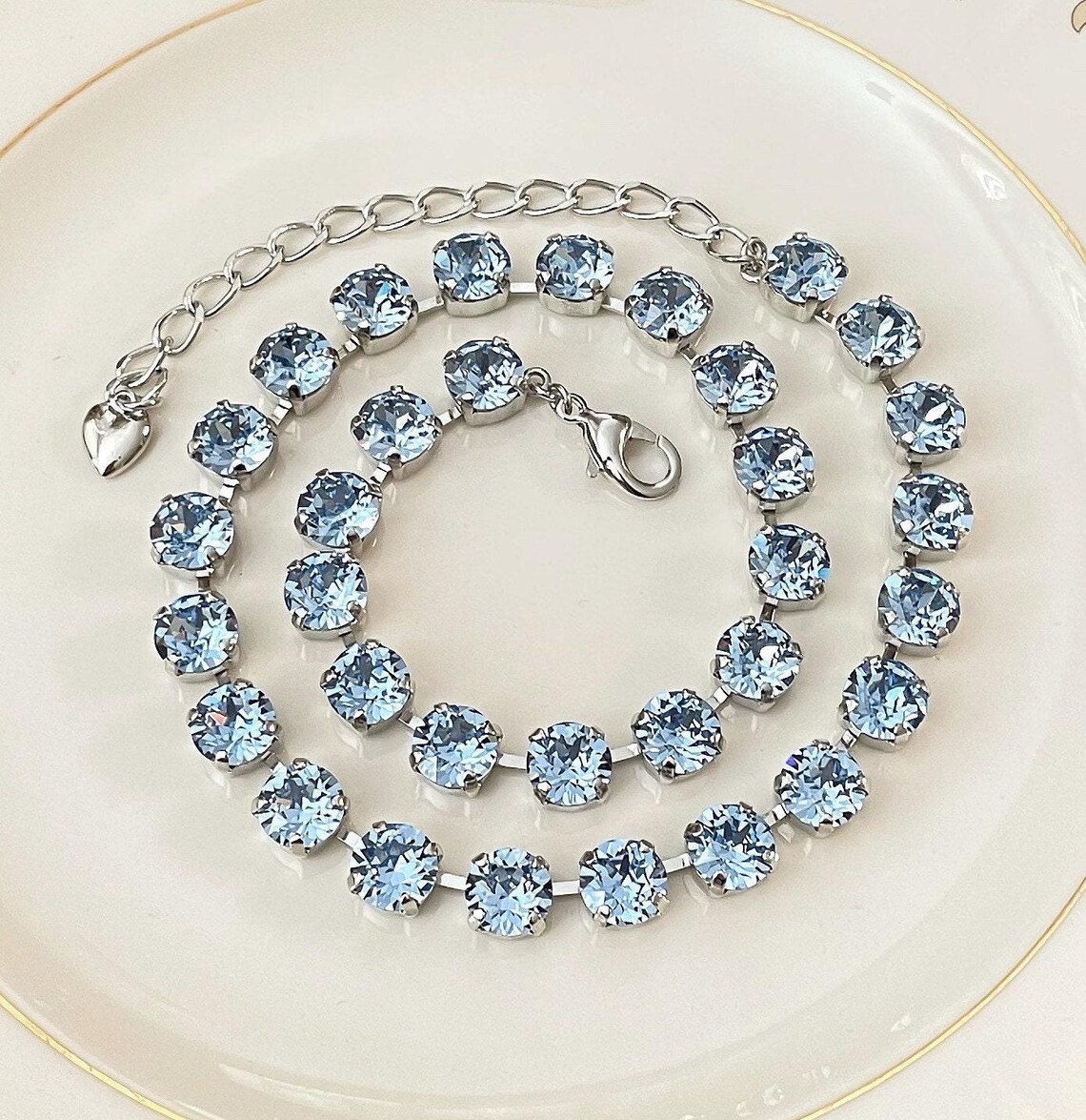 Swarovski Light Sapphire Blue Crystal Necklace, Swarovski Crystal ...