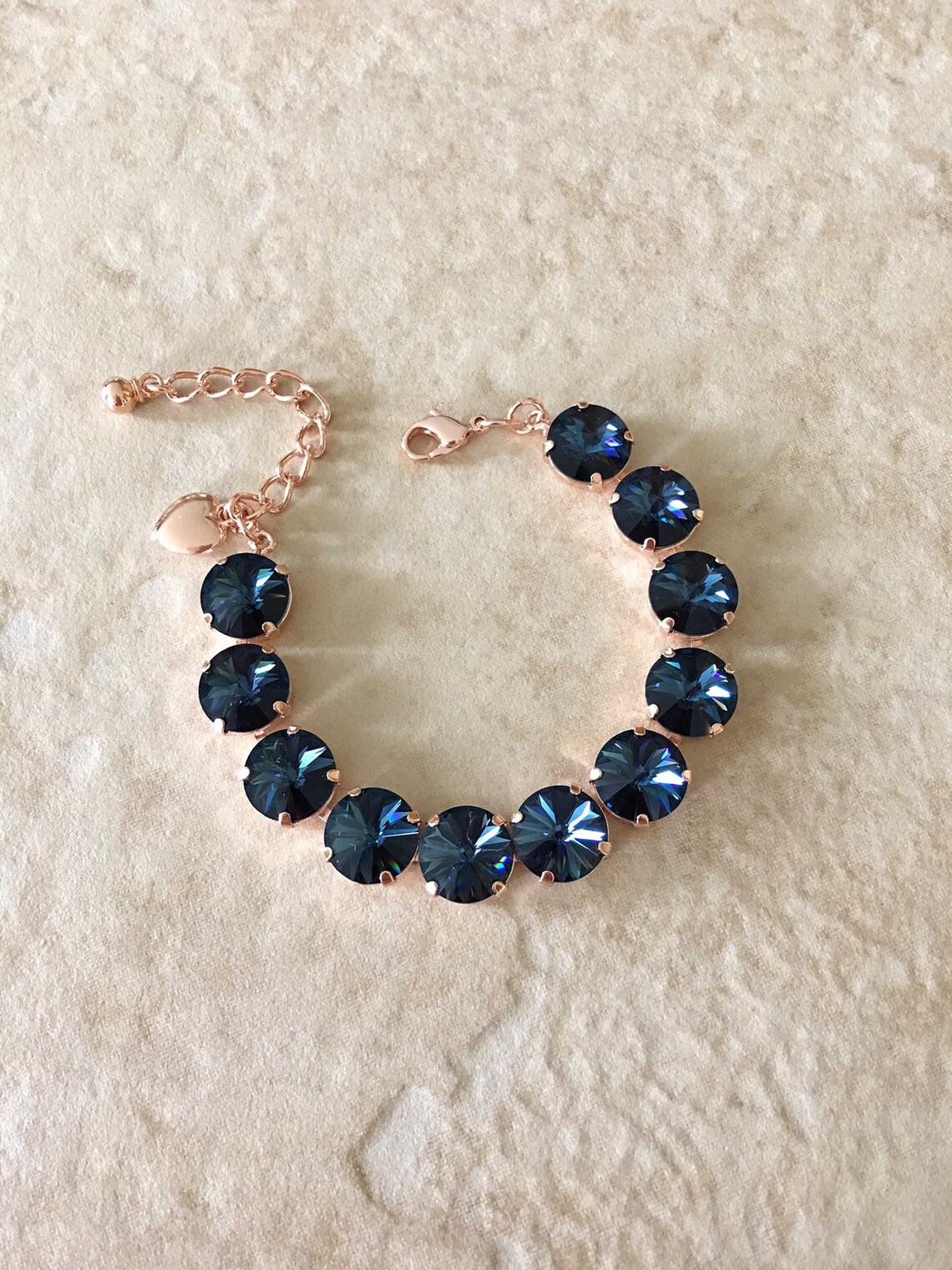 Navy Blue Crystal Bracelet 12mm Tennis Bracelet Blue | Etsy