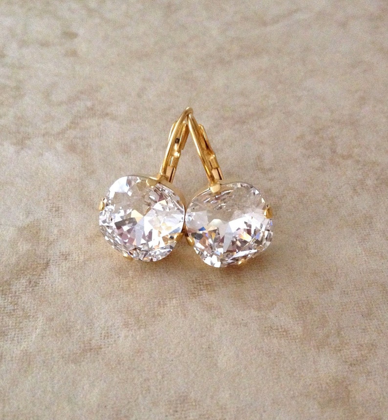 Cushion Cut Crystal Earrings Bridal Earrings Clear Crystal - Etsy