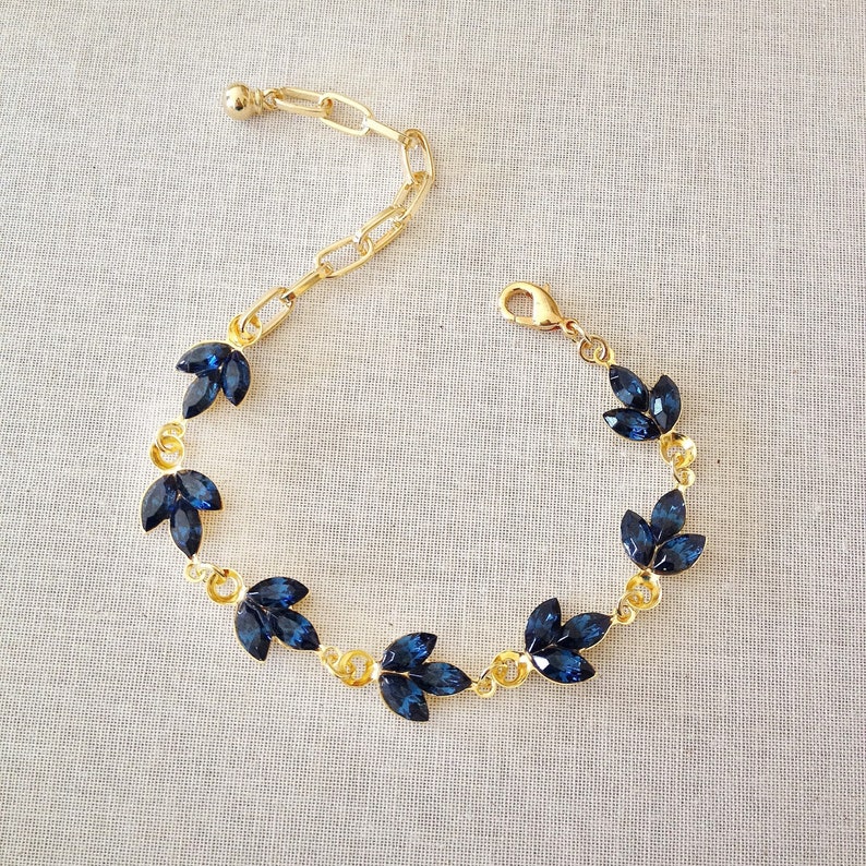 Navy Blue Crystal Bracelet Wedding Bracelet Gold Navy Blue - Etsy