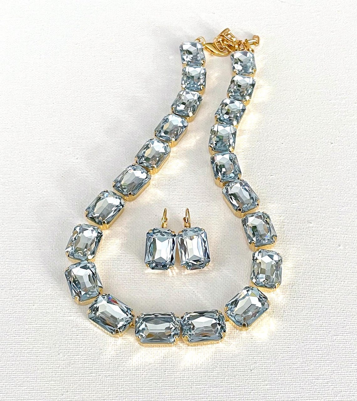 Dusty Blue LARGE 18x13mm Octagon Dusty Blue Crystal Necklaces, 18x13mm ...