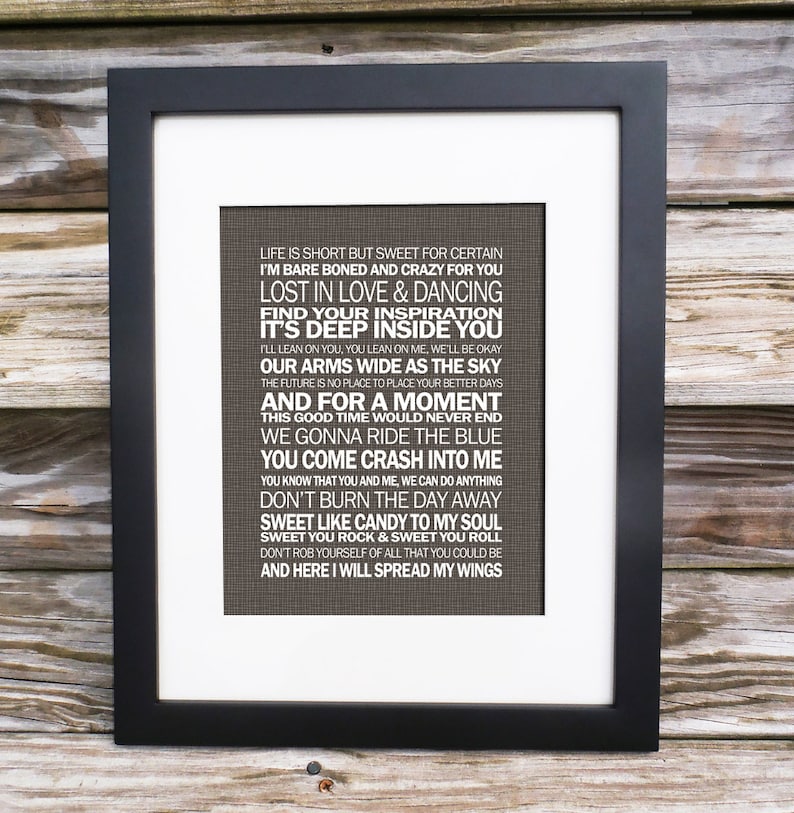 Song Lyric Print Dave Matthews Band Collage of Songs - Etsy