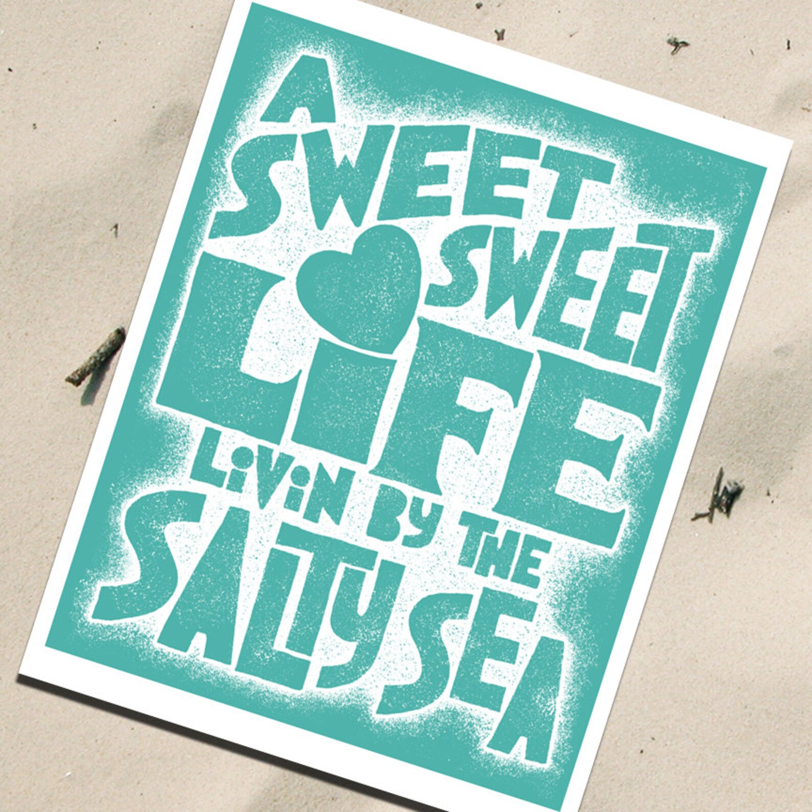 Beach Decor Wall Art - A Sweet Life - Letterpress Print - Song Lyrics ...