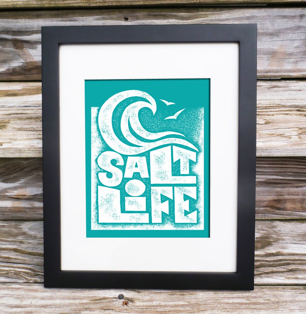 Salt Life Typography Quote Fine Art Print Letterpress 8x10 - Etsy UK