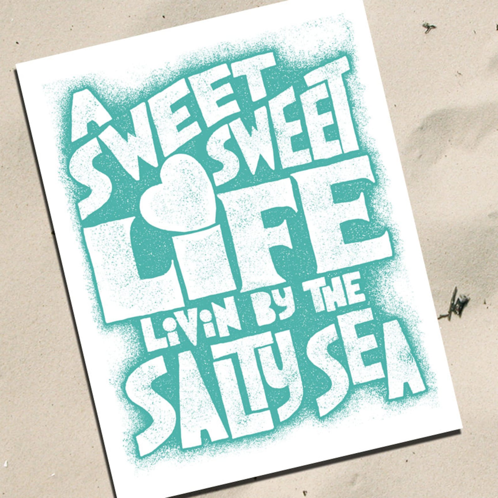 Beach Decor Wall Art - A Sweet Life - Letterpress Print - Song Lyrics ...