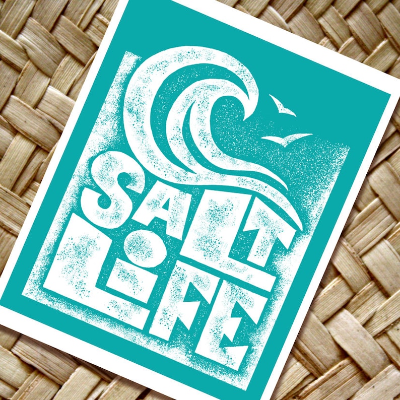 Salt Life - Typography Quote Fine Art Print - Letterpress 8x10 - Beach ...