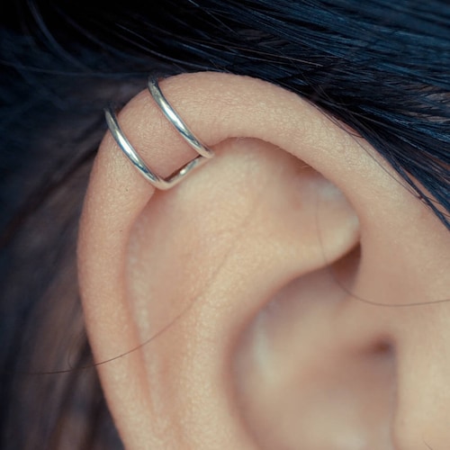 Double Band Cartilage Ear Cuff Sterling Silver - Etsy