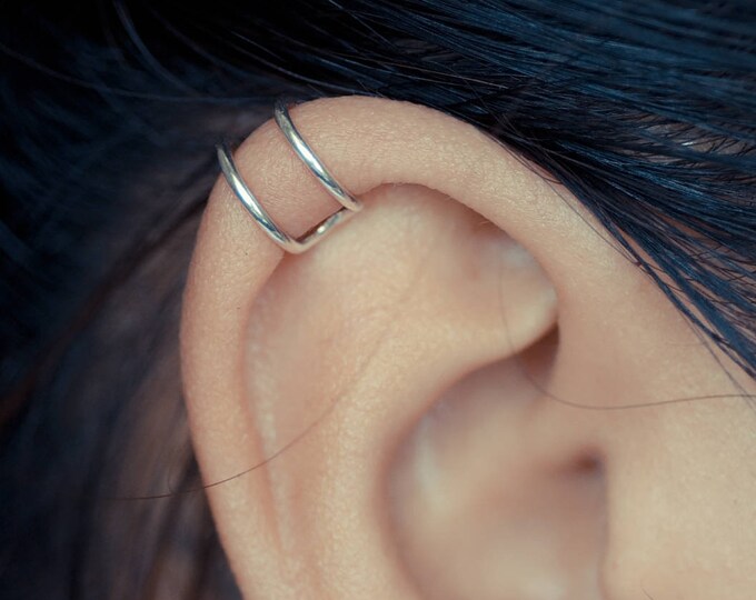 Double Band Cartilage Ear Cuff Sterling Silver - Etsy
