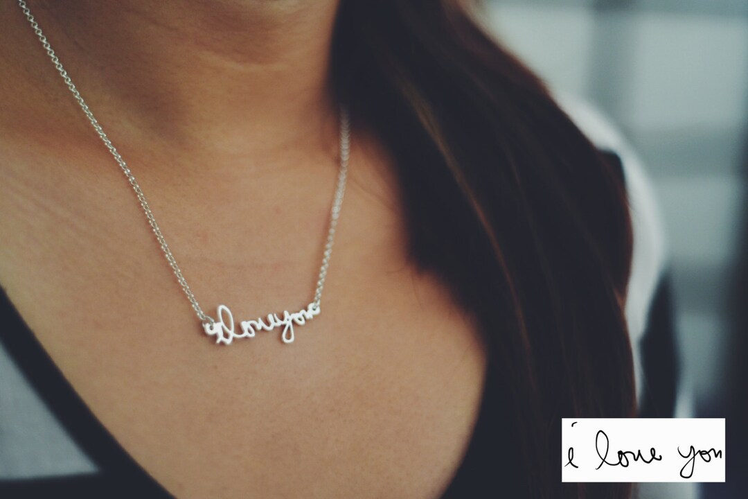 Custom Handwriting Necklace Sterling Silver | Personalized Actual ...
