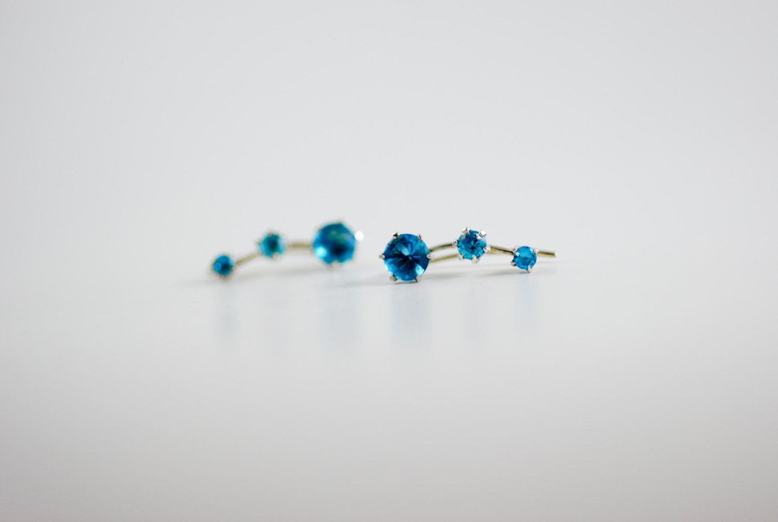 December Birthstone Blue Zircon Ear Climber Sterling Silver | Etsy