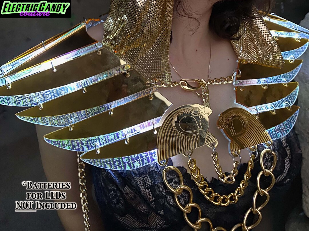 Egyptian Style Hieroglyph Engraved Pharaoh Gold Shoulder Armor - Etsy