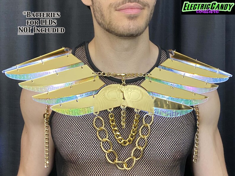 Egyptian Style Hieroglyph Engraved Pharaoh Gold Shoulder Armor - Etsy