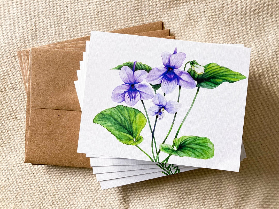 Long-spurred Violet Note Cards - Etsy