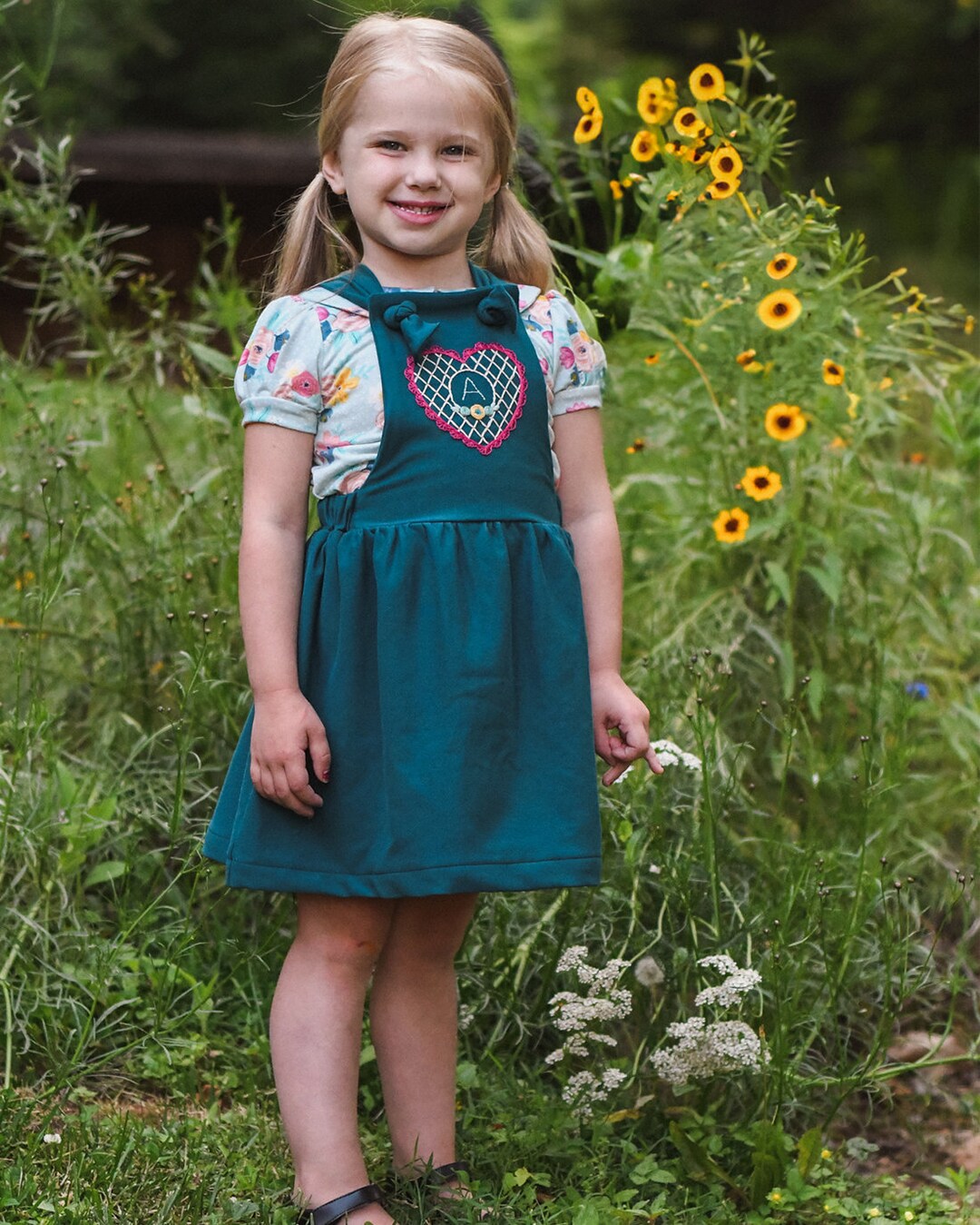 Silene Knit Pinafore Sewing Pattern: Girls Ruffle Hem Dress (PDF ...