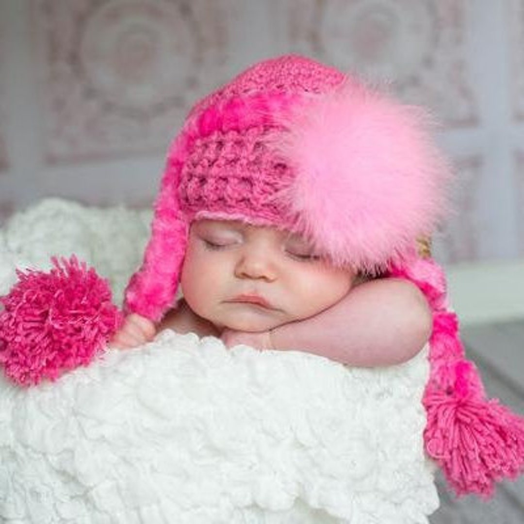 Winter Wimple Marabou Hat - Baby Girl Winter Hat - Baby Hat - Trapper ...