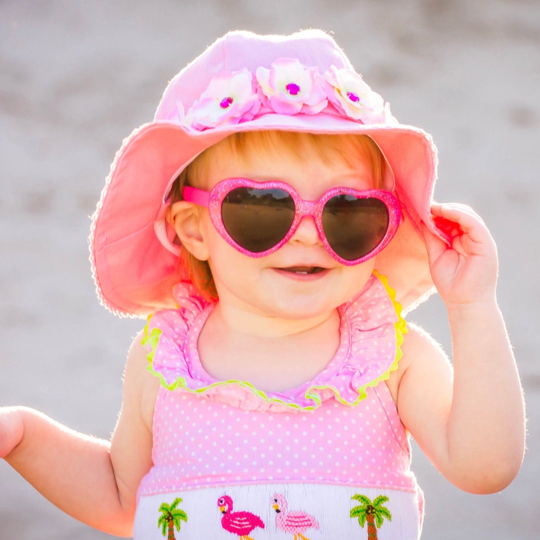 Candy Pink Stella Sun Hat With Mini Rose Crown - Baby Sun Hat- Girls ...