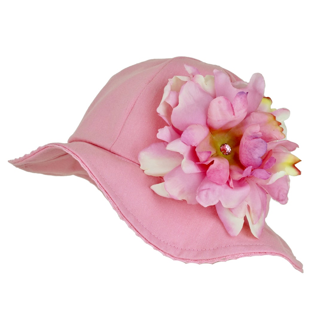 Candy Pink Peony Stella Sun Hat - Baby Sun Hat- Girls Sun Hat - Infant ...