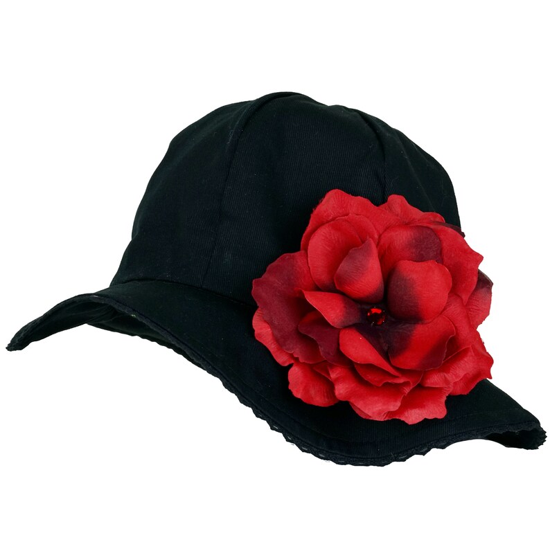 Black Stella Sun Hat With Rose Baby Sun Hat Girls Sun Hat - Etsy