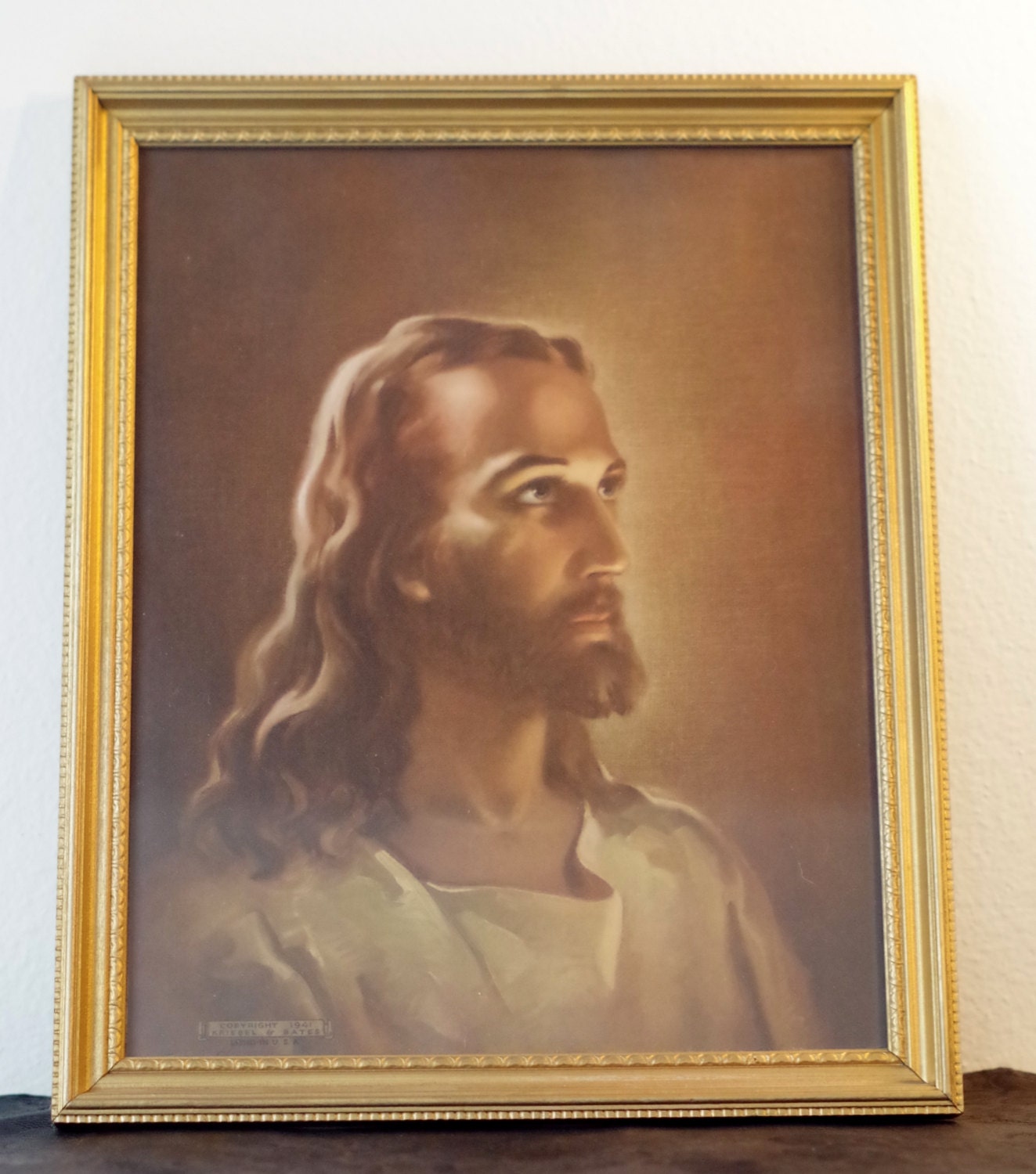 Vintage Framed Jesus Litho Print The Head of Christ 1941 | Etsy Vintage Framed Jesus Litho Print The Head of Christ 1941 | Etsy