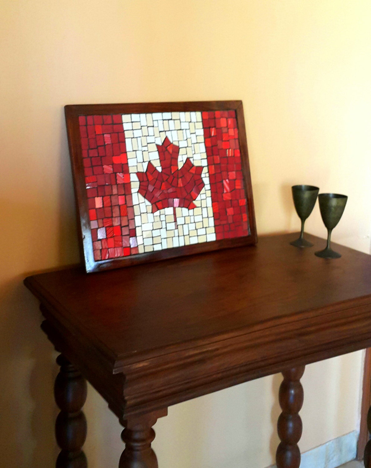 Textured Tiled Mosaic Wall Art Mural of Canada Maple Leaf Flag Made by ...