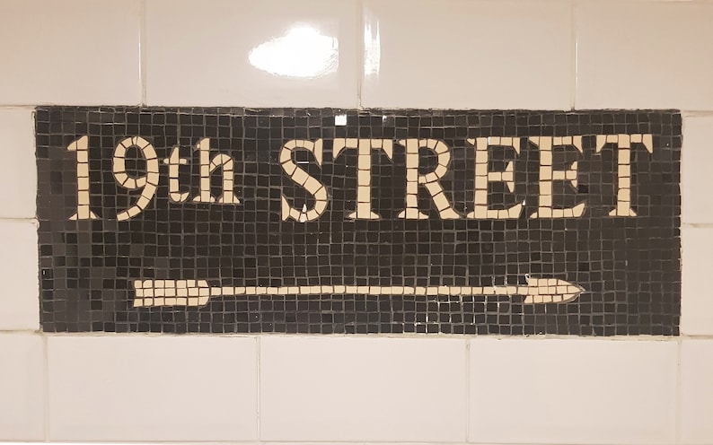 Mosaic Street Sign or Subway Sign to Be Grouted in Subway Tile Wall or ...