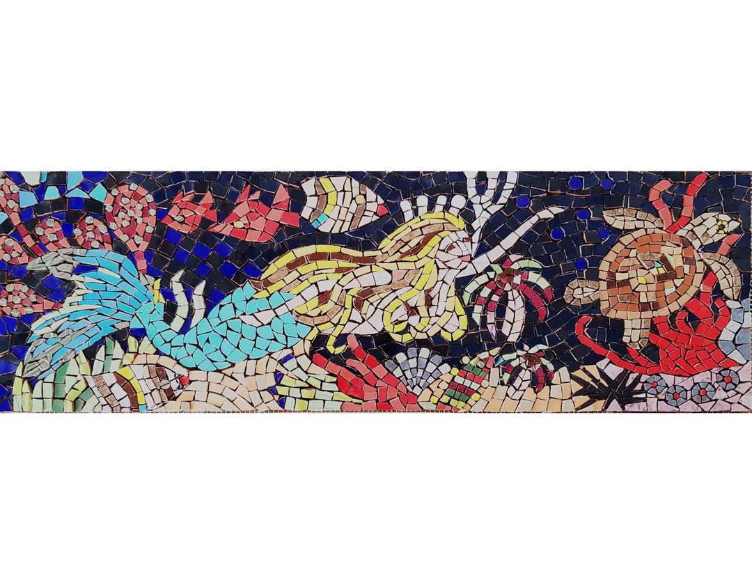 Mermaid Seascape Kitchen Mosaic Art Backsplash or Pool Mosaic Handmade ...